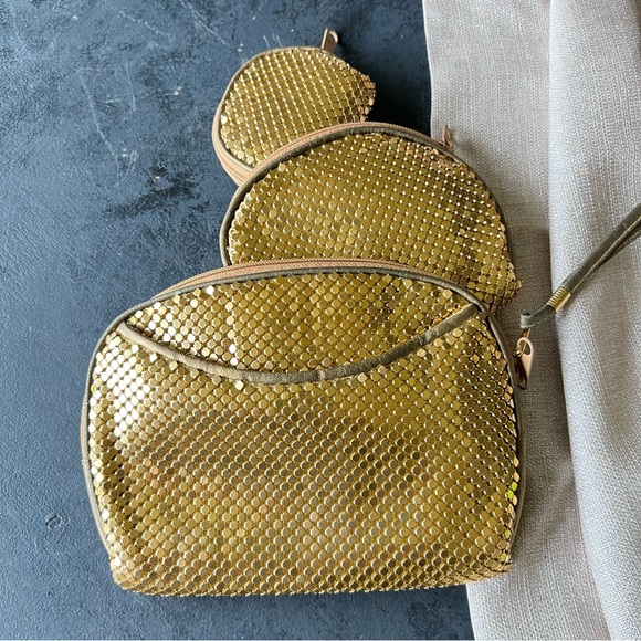 Vintage | Accessories | 7s 80s Nesting Pouch Gold Metallic Pocket Purse ...